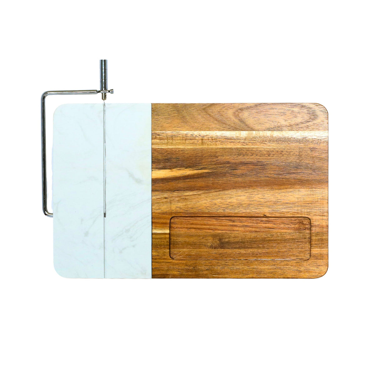 white marble cutting board-White Marble and Acacia Wood Board with ...
